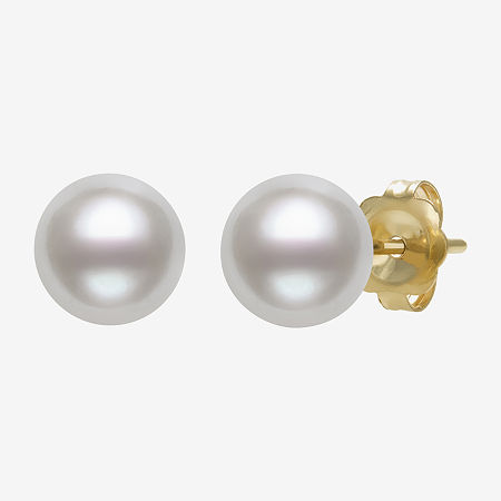 Click here for White Cultured Freshwater Pearl 10K Gold Stud Earr... prices