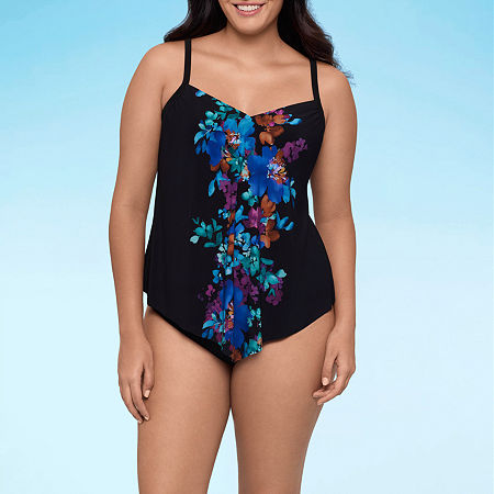 Trimshaper Hank Tankini Swimsuit Top  14  Black