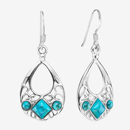 Click here for Enhanced Turquoise Sterling Silver Openwork Teardr... prices