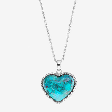 Click here for Womens Enhanced Blue Turquoise Sterling Silver Hea... prices
