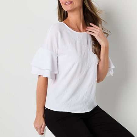 Click here for Liz Claiborne Womens Round Neck Elbow Sleeve Blous... prices