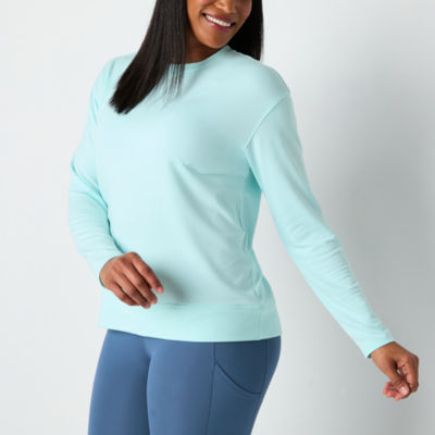 Xersion Womens Soft French Terry Crew Neck Long Sleeve Sweatshirt ...