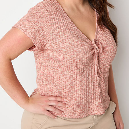 Click here for a.n.a Ribbed Womens Plus V Neck Short Sleeve T-Shi... prices