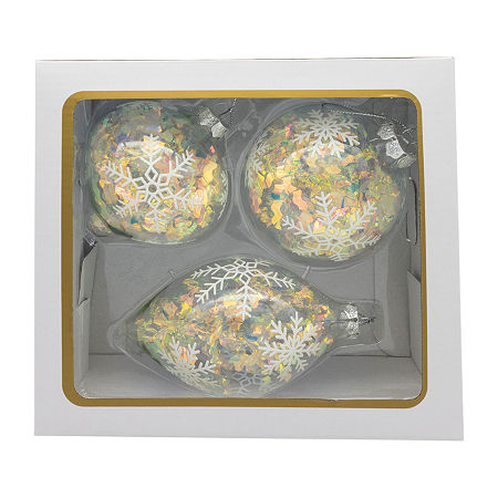 Click here for Kurt Adler 90mm Glass Iridescent Snowflake Ball Fi... prices