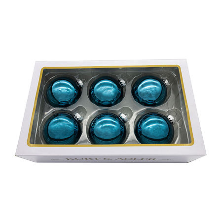 Click here for Kurt Adler 80mm Glass Shiny Teal Ball 6-pc. Christ... prices