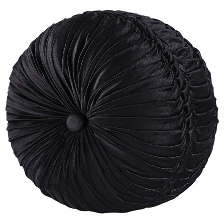 J Queen New York Bradshaw Tufted Decorative Pillow  15 Round - Black