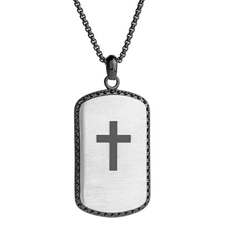 Click here for Mens Stainless Steel Cross Dog Tag 24 Inch Pendant... prices