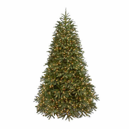 National Tree Company 7.5 Feel Real Jersey Fraser Medium Fir Hinged Tree with 1000 Clear Lights - Green
