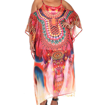 Click here for Plus Size Sheer Maxi Caftan - Red and Orange prices