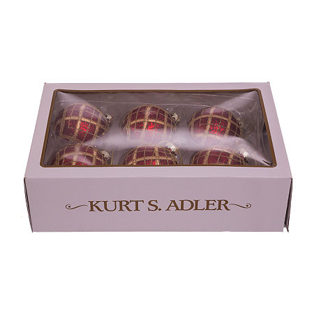 Click here for Kurt Adler 80MM Red with Gold Plaid Glass Ball Orn... prices