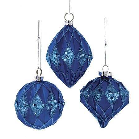 Click here for Kurt S. Adler Glittered Sequin Blue 3pc. Ornament... prices