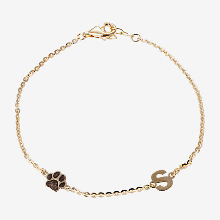 Click here for Paw Print Womens 14K Gold Over Silver Charm Bracel... prices