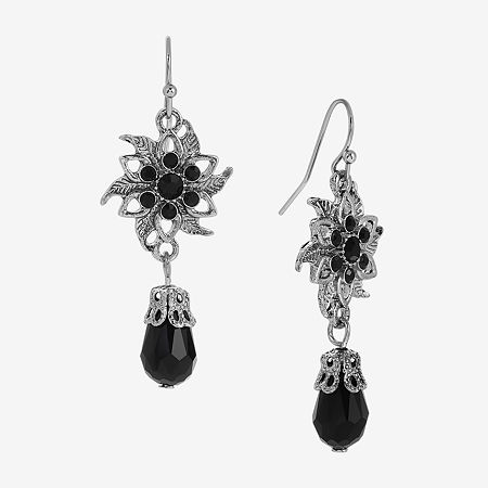 Click here for 1928 Silver Tone & Black Womens Black Crystal Flow... prices