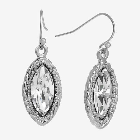 Click here for 1928 Silver Tone Womens Crystal Marquise Drop Earr... prices