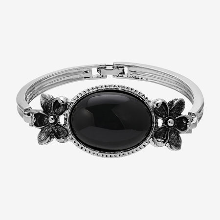 Click here for 1928 Silver Tone & Black Womens Black Glass Flower... prices