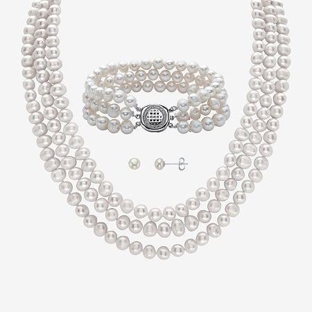 Click here for Womens White Cultured Freshwater Pearl Sterling Si... prices