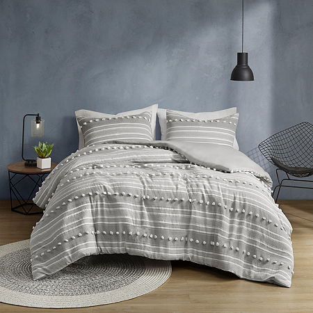 Urban Habitat Rowan Striped 3-Pc. Duvet Cover Set  Full/Queen - Grey