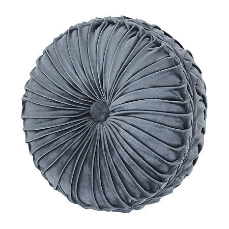J Queen New York Crystal Palace Tufted Decorative Pillow  15 Round - French Blue