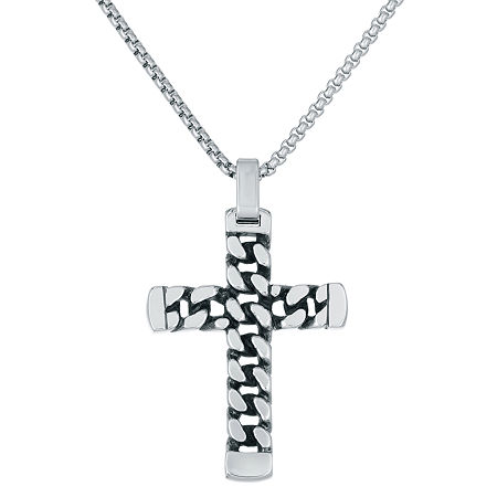 Click here for Mens Stainless Steel Cross 24 Inch Pendant Necklac... prices