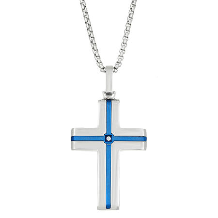Click here for Mens White Cubic Zirconia Stainless Steel Cross 24... prices