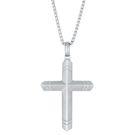 Click here for Mens Stainless Steel Cross 24 Inch Pendant Necklac... prices