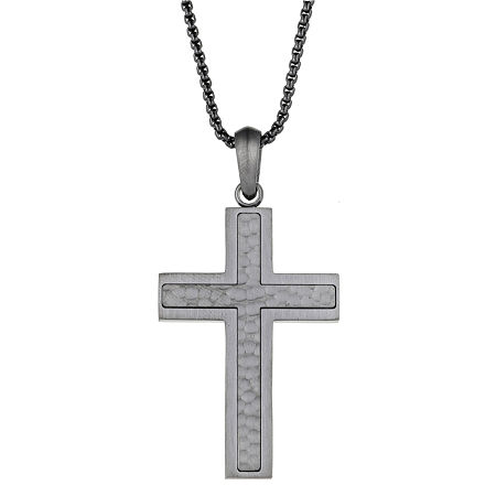 Click here for Mens Stainless Steel Cross 24 Inch Pendant Necklac... prices