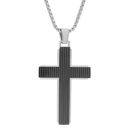 Click here for Mens Stainless Steel Cross 24 Inch Pendant Necklac... prices