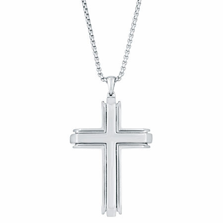 Click here for Mens Stainless Steel Cross 24 Inch Pendant Necklac... prices