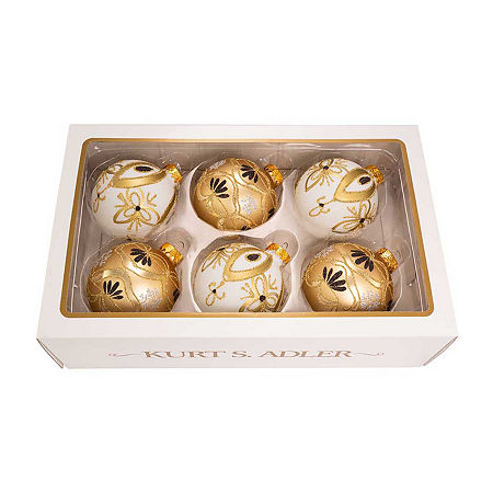 Click here for Kurt Adler 80MM Gold and White Glass Ball Ornament... prices