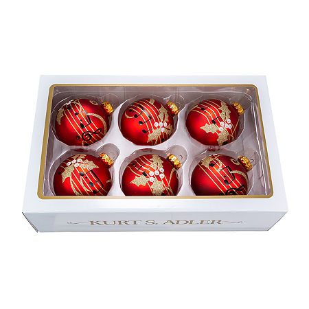 Click here for Kurt Adler 80MM Red With Music Notes Glass Ball Or... prices