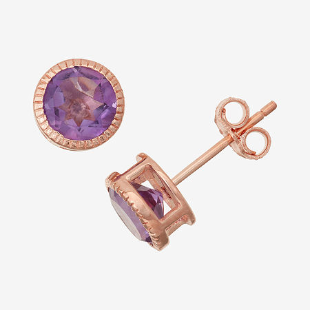 Click here for Genuine Amethyst 14K Rose Gold Over Silver Stud Ea... prices