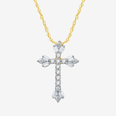 Click here for 1/10 CT.T.W. Natural Diamond Floral Cross Pendant... prices