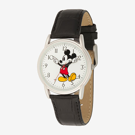 Click here for Disney Mickey Mouse Mens Black Leather Strap Watch... prices
