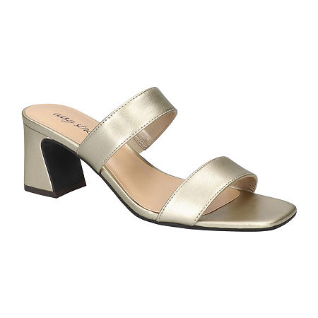 Easy Street Womens Clovelle Slip-On Block Heel Sandals - Champagne