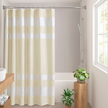 Madison Park Spa Waffle 3M-Scotchgard Shower Curtain  72 x 72 - Cream