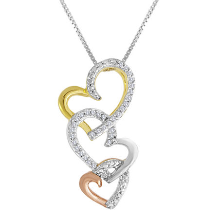 Click here for 1/10 CT.T.W. Natural Diamond Tri-Tone Triple-Heart... prices