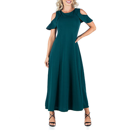 Click here for 24/7 Comfort Apparel Womens Ruffle Cold Shoulder A... prices