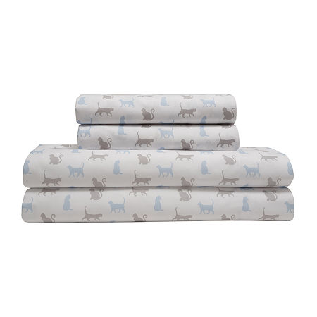 Beatrice Home Fashions Whimsical Printed Microfiber 4-Pc. Sheet Set  Queen - Blue