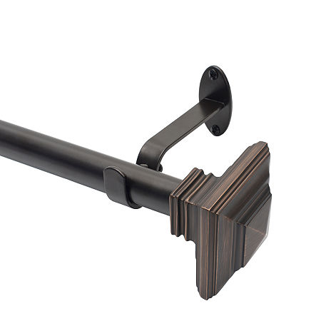 Elrene Florence Single Curtain Rod with Stacked Square Finial