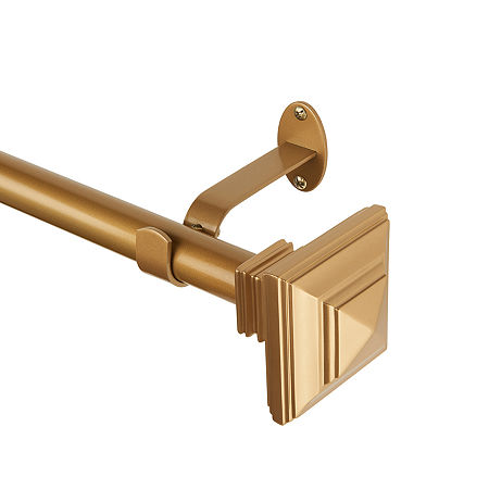 Elrene Florence Single Curtain Rod with Stacked Square Finial