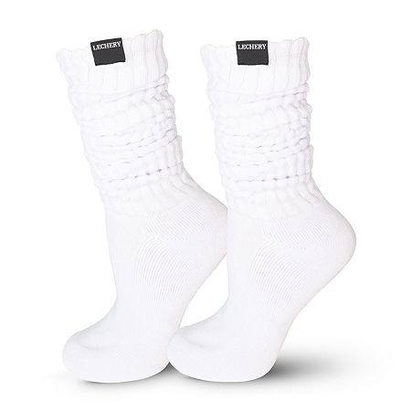 Lechery Womens Scrunch Slouchy Woven Tab Socks - White