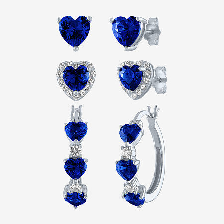 Click here for Gemstone Sterling Silver Heart 3 Pair Earring Set... prices