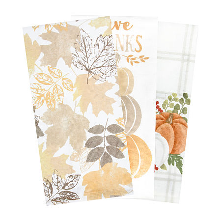 Click here for Ritz Leaves Pumpkin 3-pc. Kitchen Towel Set  One S... prices