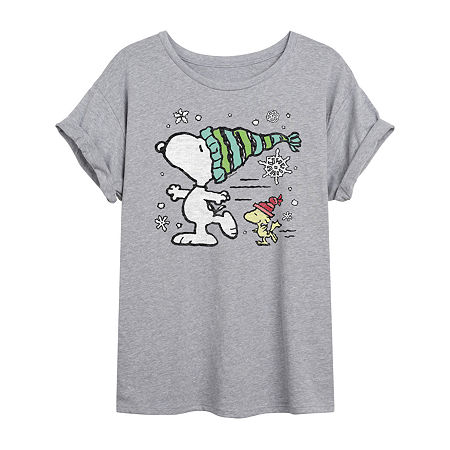 Click here for Peanuts Snoopy And Woodstock Skating Tee Womens Ju... prices