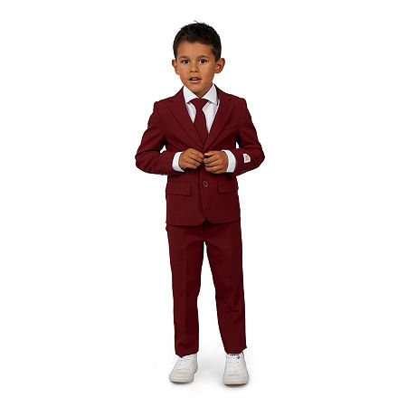 OppoSuits Toddler and Little Boys Blazing Solid Color Suit  3-Piece Set - Red