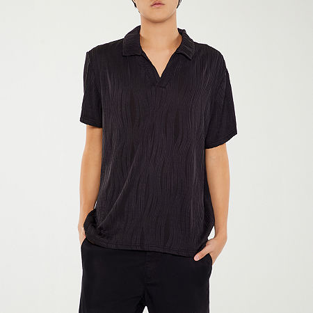 Forever 21 Mens Short Sleeve Textured Polo Shirt  Small  Black