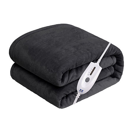 Sealy Heated Flannel Throw  50 x 60 - Charcoal