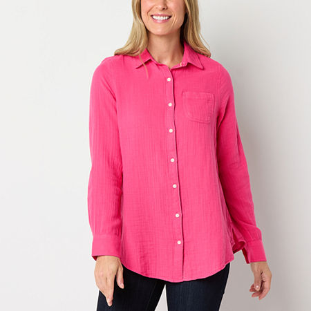 Click here for St. Johns Bay Womens Long Sleeve Roll Tab Sleeve R... prices