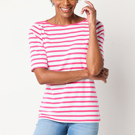 Click here for St. Johns Bay Womens Boat Neck Elbow Sleeve Blouse... prices