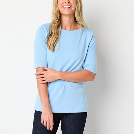 Click here for St. Johns Bay Womens Boat Neck Elbow Sleeve Blouse... prices
